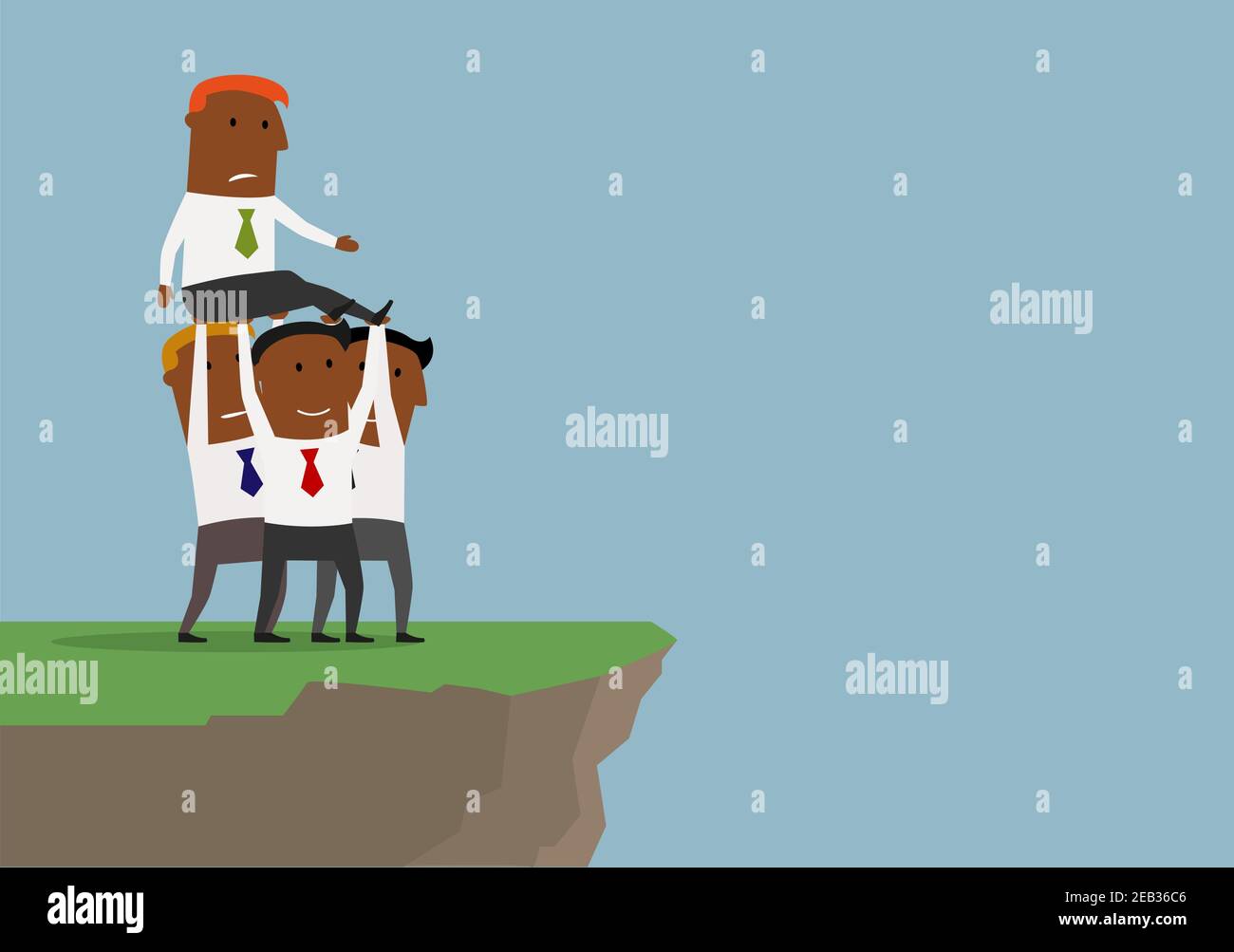 Cartoon african american businessmen team carrying competitor or boss ...