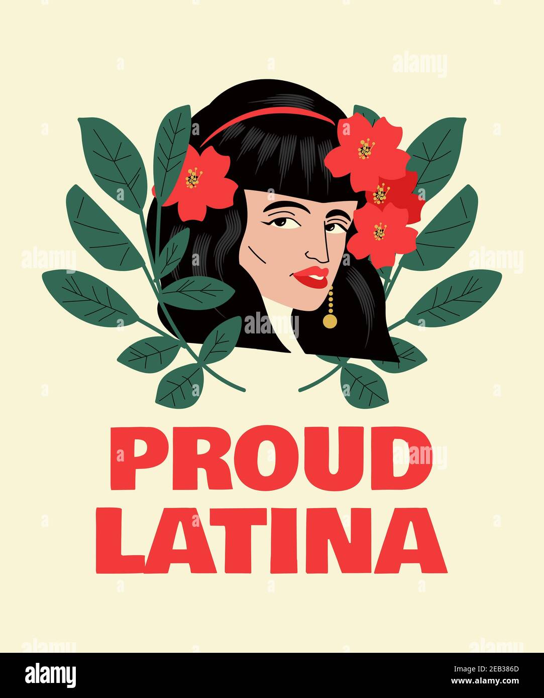 Latina Inspired T-Shirt Design With A Woman Illustration Stock Photo ...