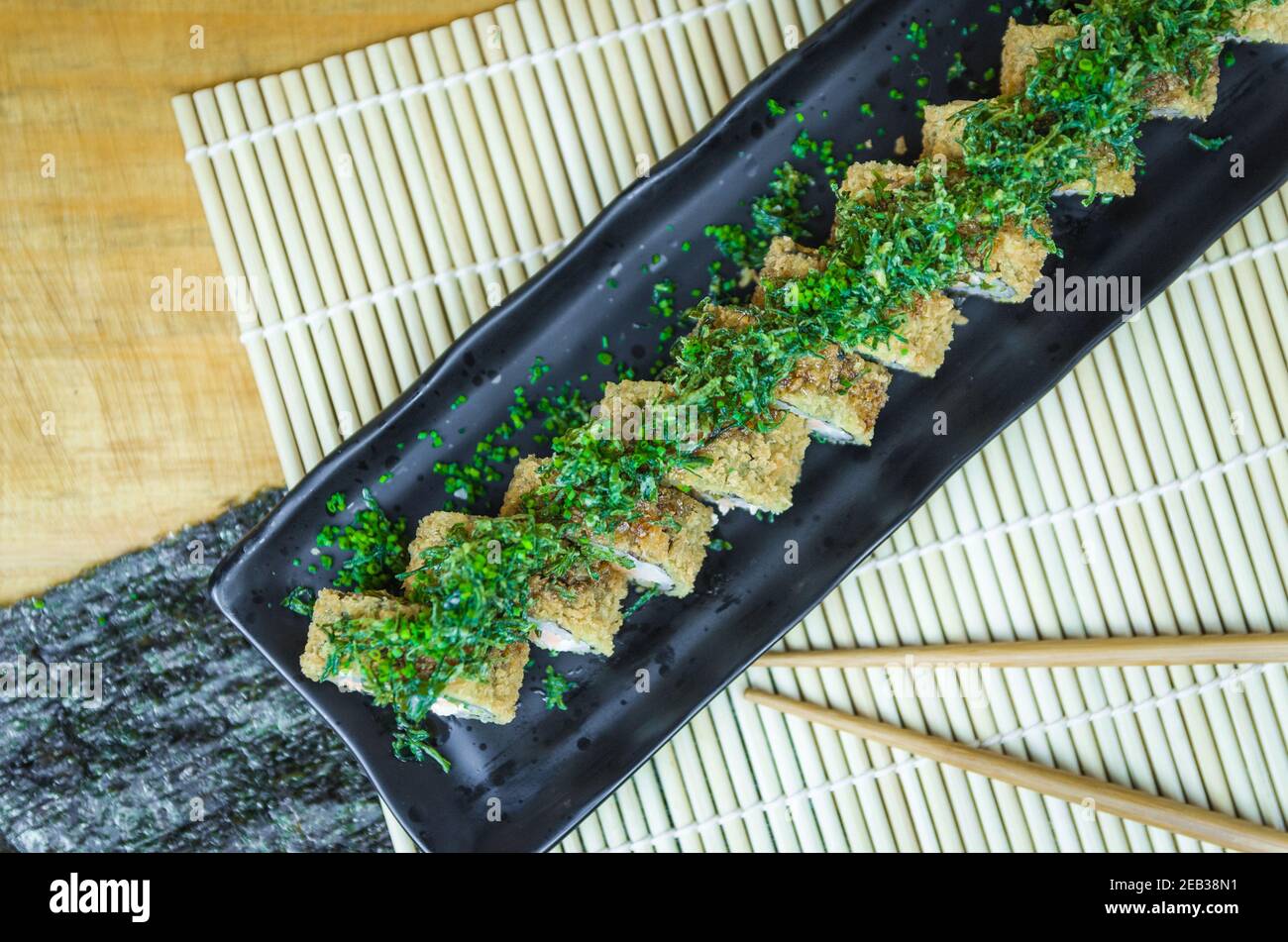Perfect sushi, traditional Japanese cuisine. Delicious hot sushi Stock ...