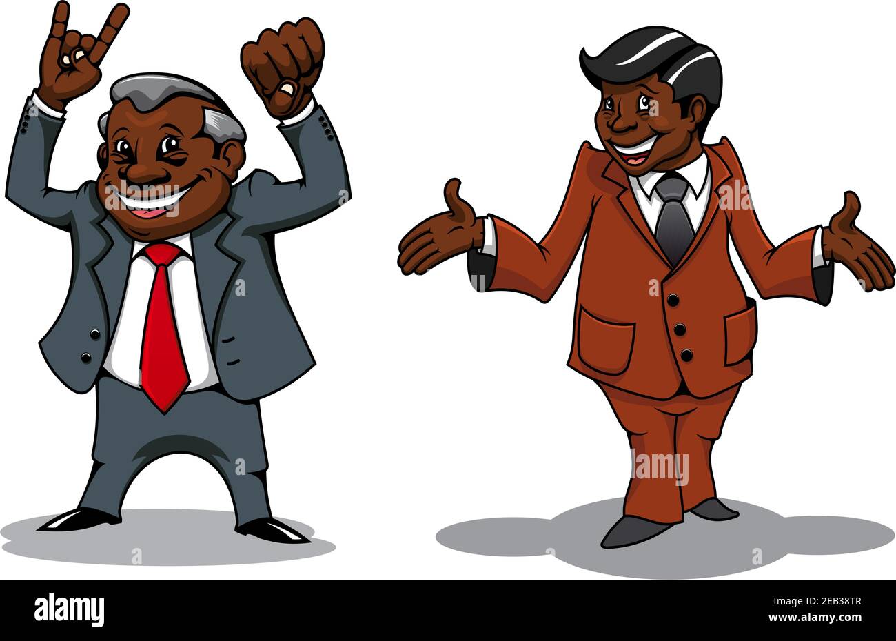 Smiling cartoon african american businessman and manager characters ...