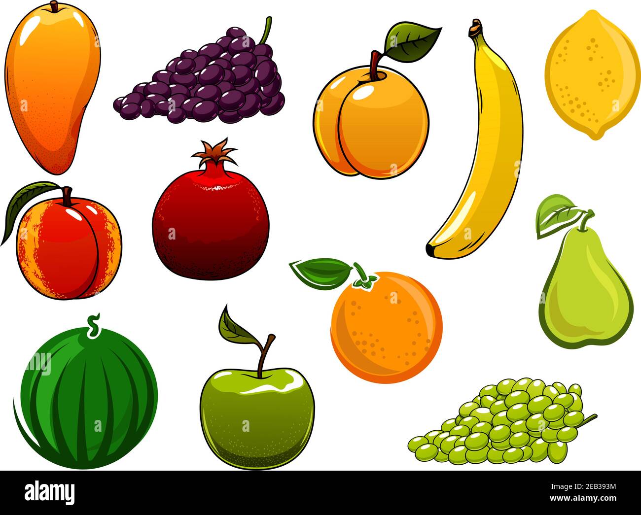 Healthy ripe apple orange banana grapes mango peach watermelon, apricot ...