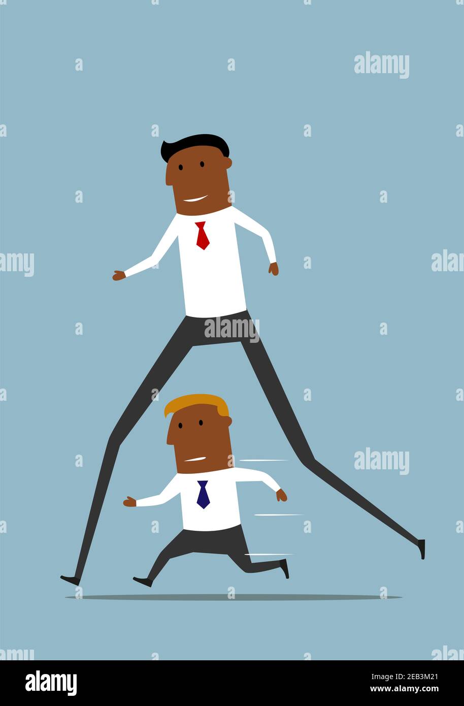 Cheerful cartoon long african american businessman has advantage over ...