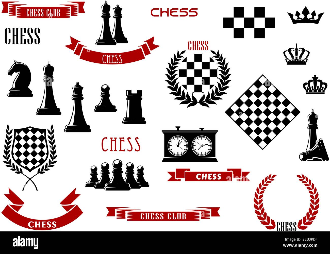 Chess game items, icons and heraldic elements for sporting emblems ...