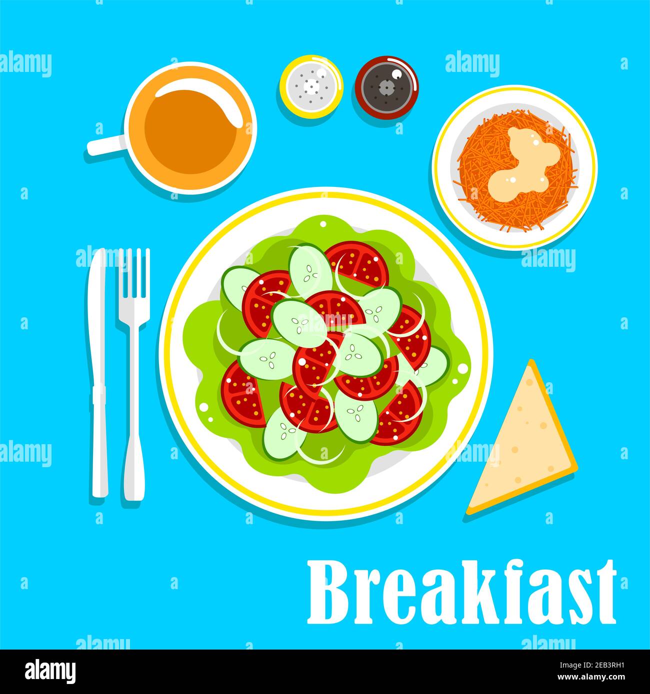 Vegetarian organic breakfast menu of fresh vegetable salad with sliced ...