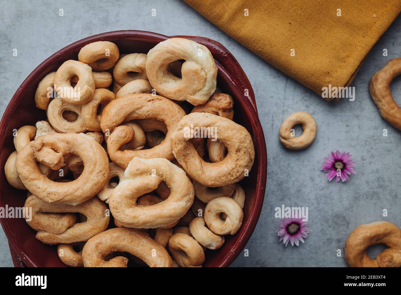 Crunchy traditional taralli snacks from Puglia region in Italy Stock ...