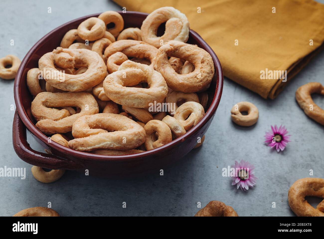 Crunchy traditional taralli snacks from Puglia region in Italy Stock ...