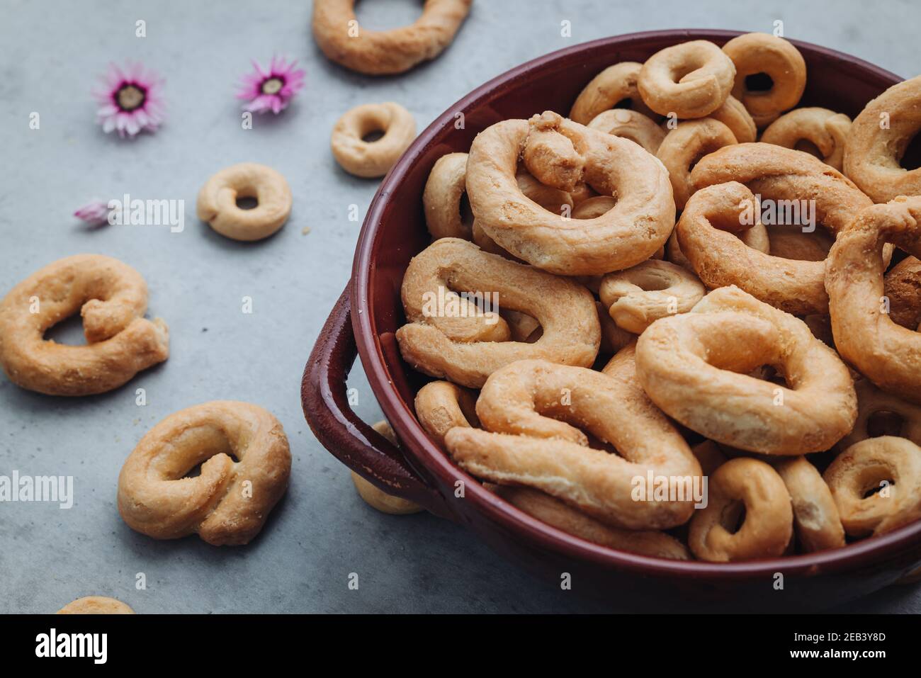 Crunchy traditional taralli snacks from Puglia region in Italy Stock ...