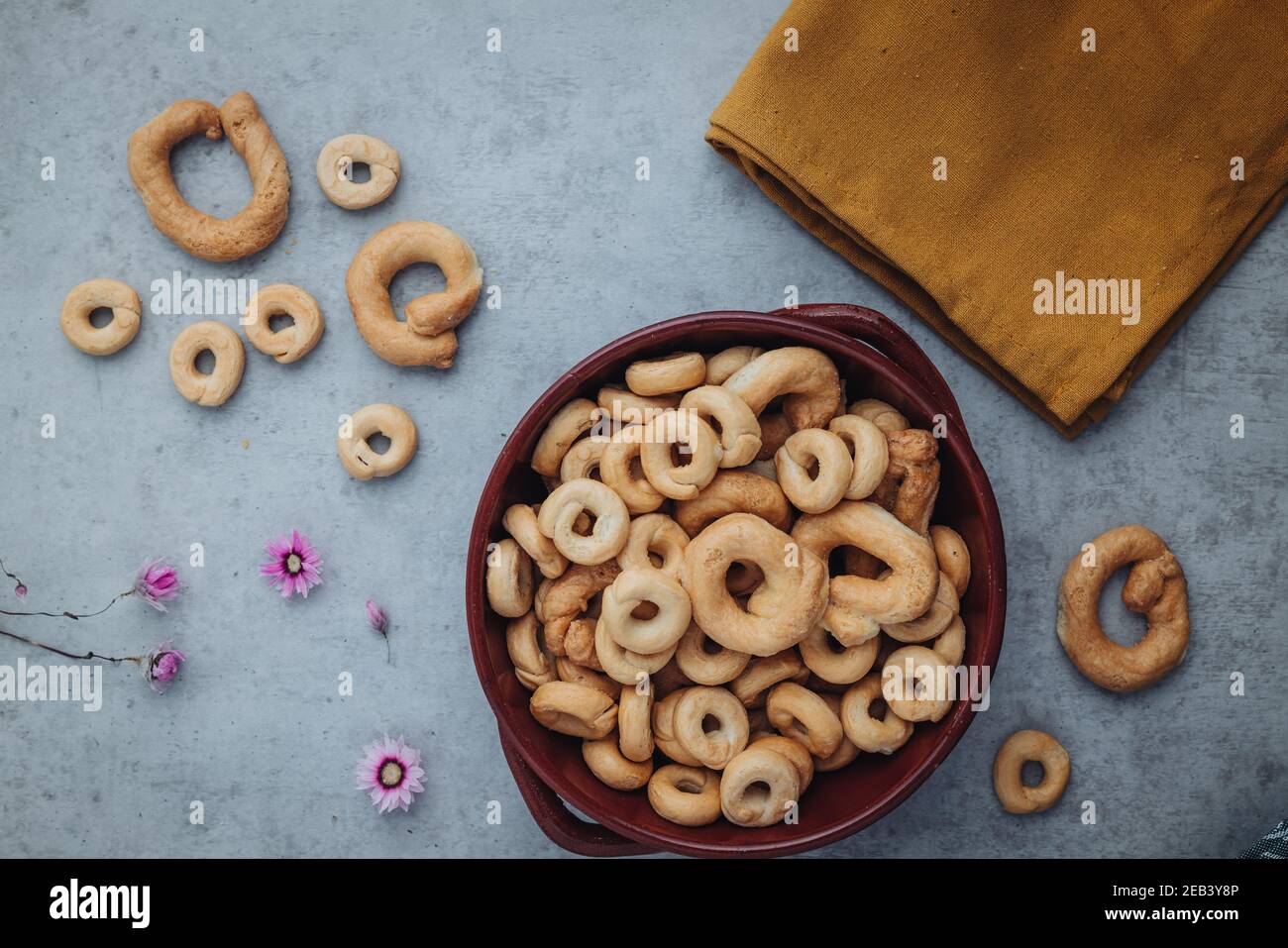 Crunchy traditional taralli snacks from Puglia region in Italy Stock ...