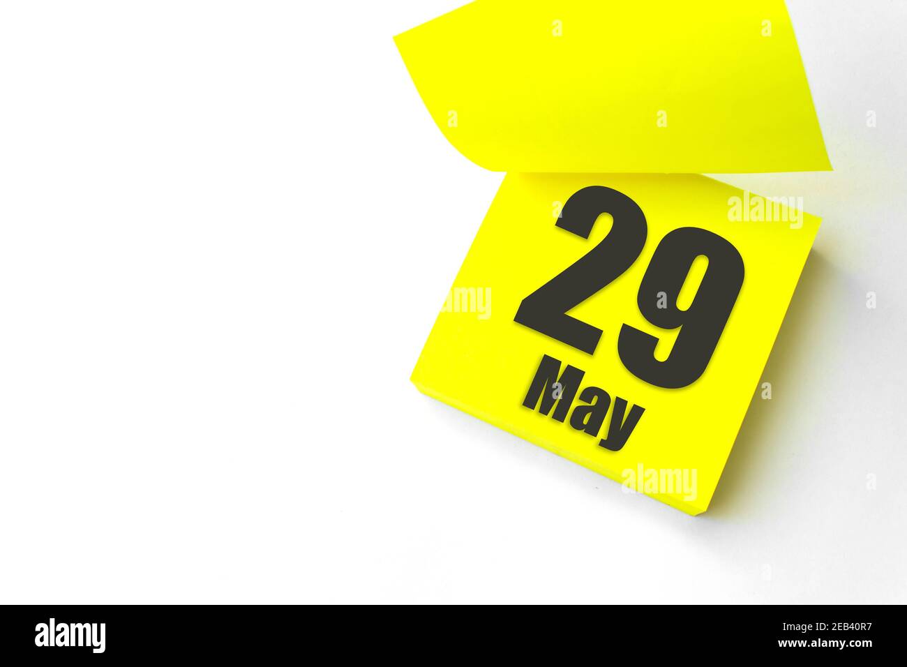 May 29th. Day 29 of month, Calendar date. Close-Up Blank Yellow paper ...