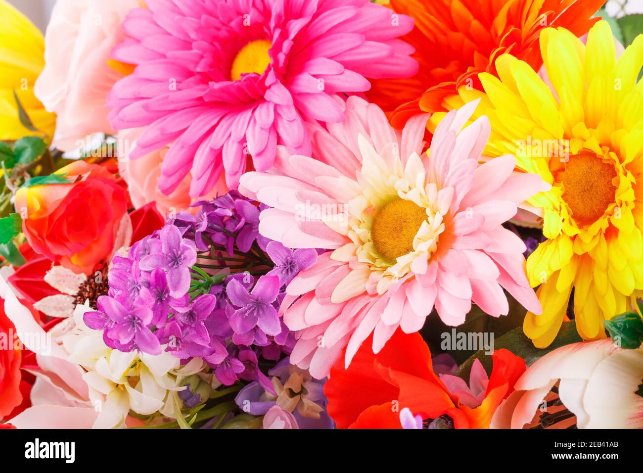 Colorful fabric flowers closeup picture Stock Photo - Alamy