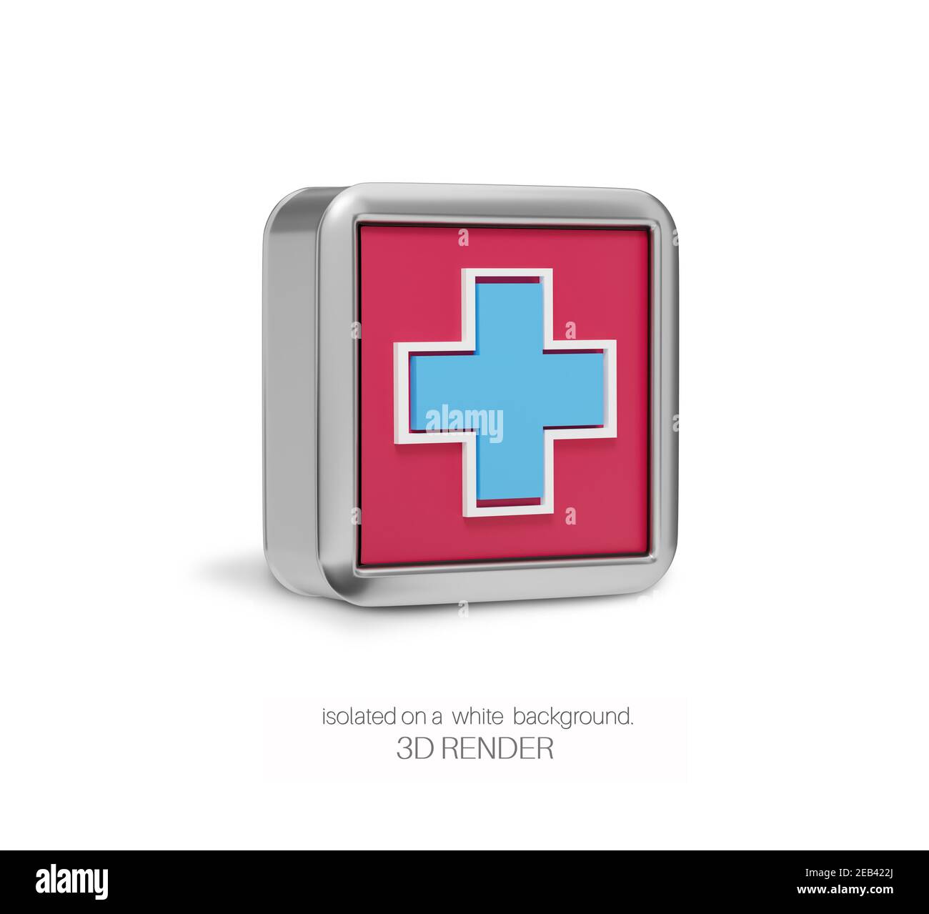 Rectangular volume metal sign with a medical cross, isolated on white ...