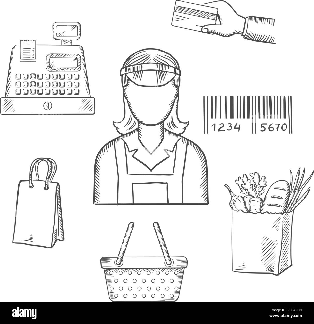 Female shop assistant till Cut Out Stock Images & Pictures - Alamy