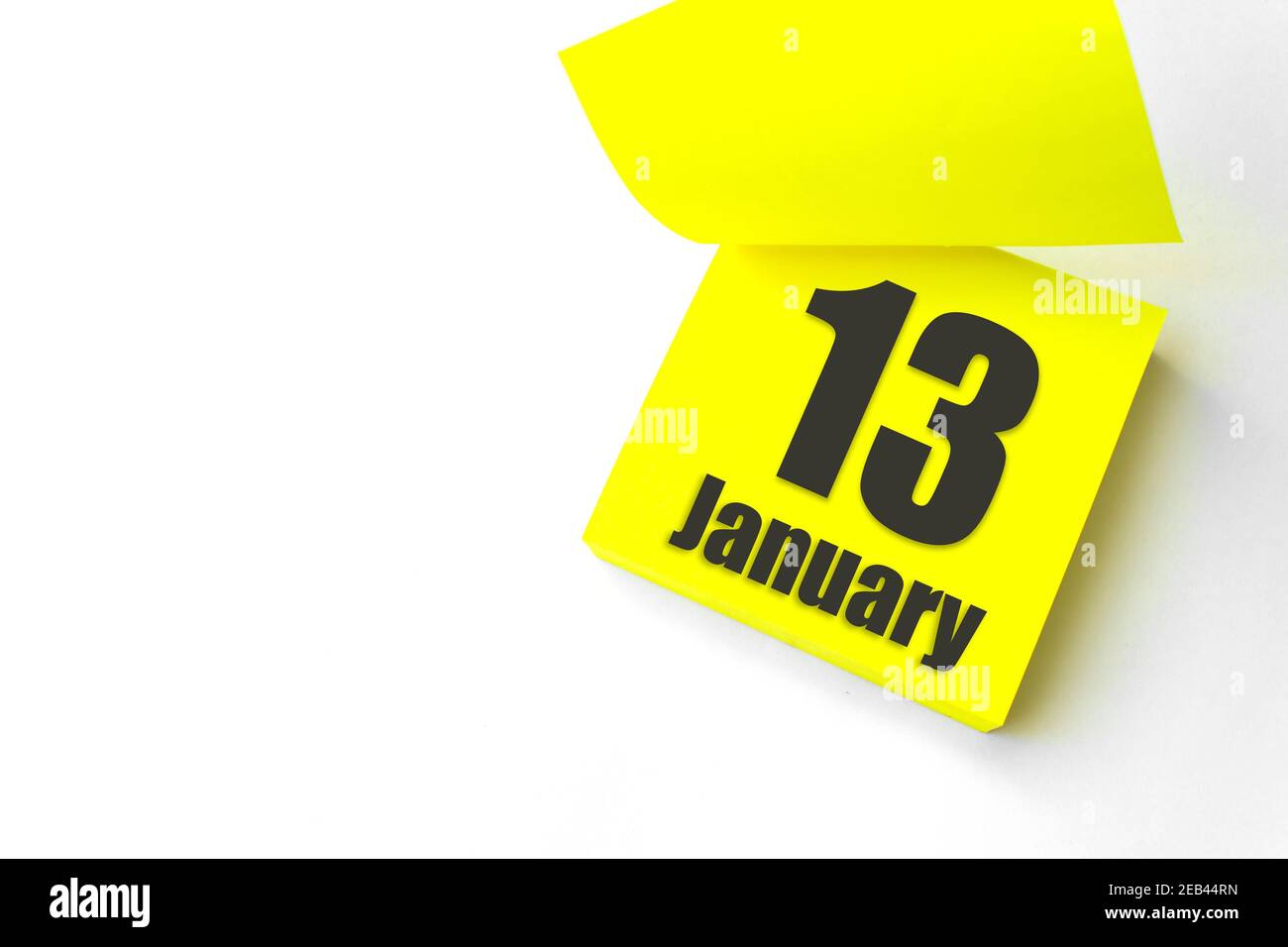 January 13rd. Day 13 of month, Calendar date. Close-Up Blank Yellow ...