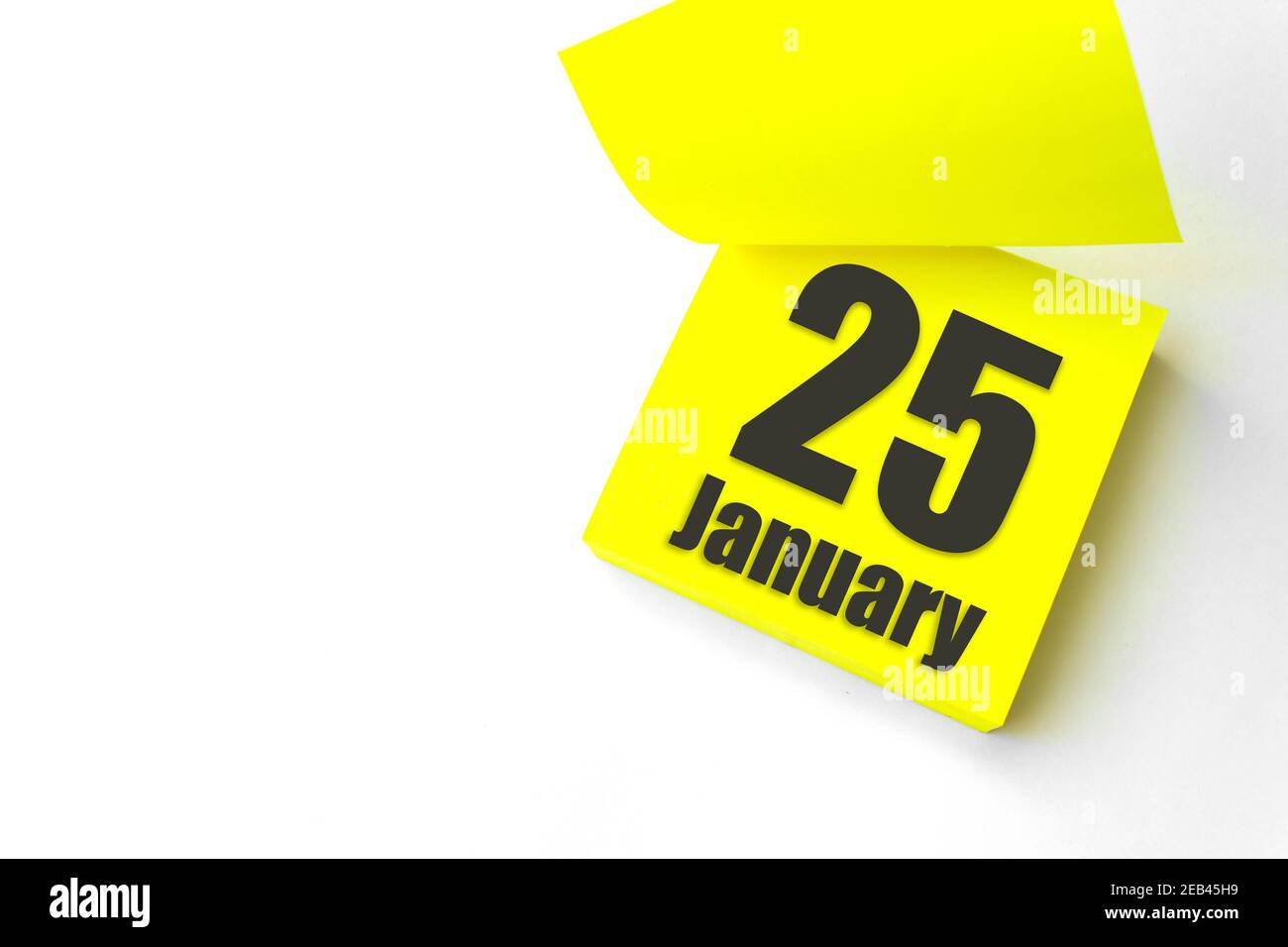 January 25th. Day 25 of month, Calendar date. Close-Up Blank Yellow ...