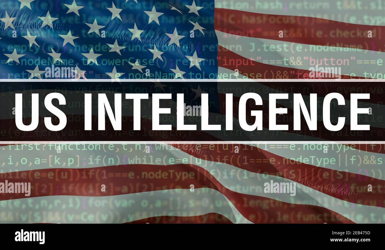 US intelligence concept with Random Parts of Program Code. US ...