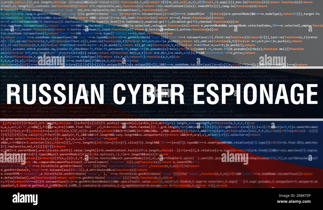 Russian cyber espionage with Binary code digital technology background ...