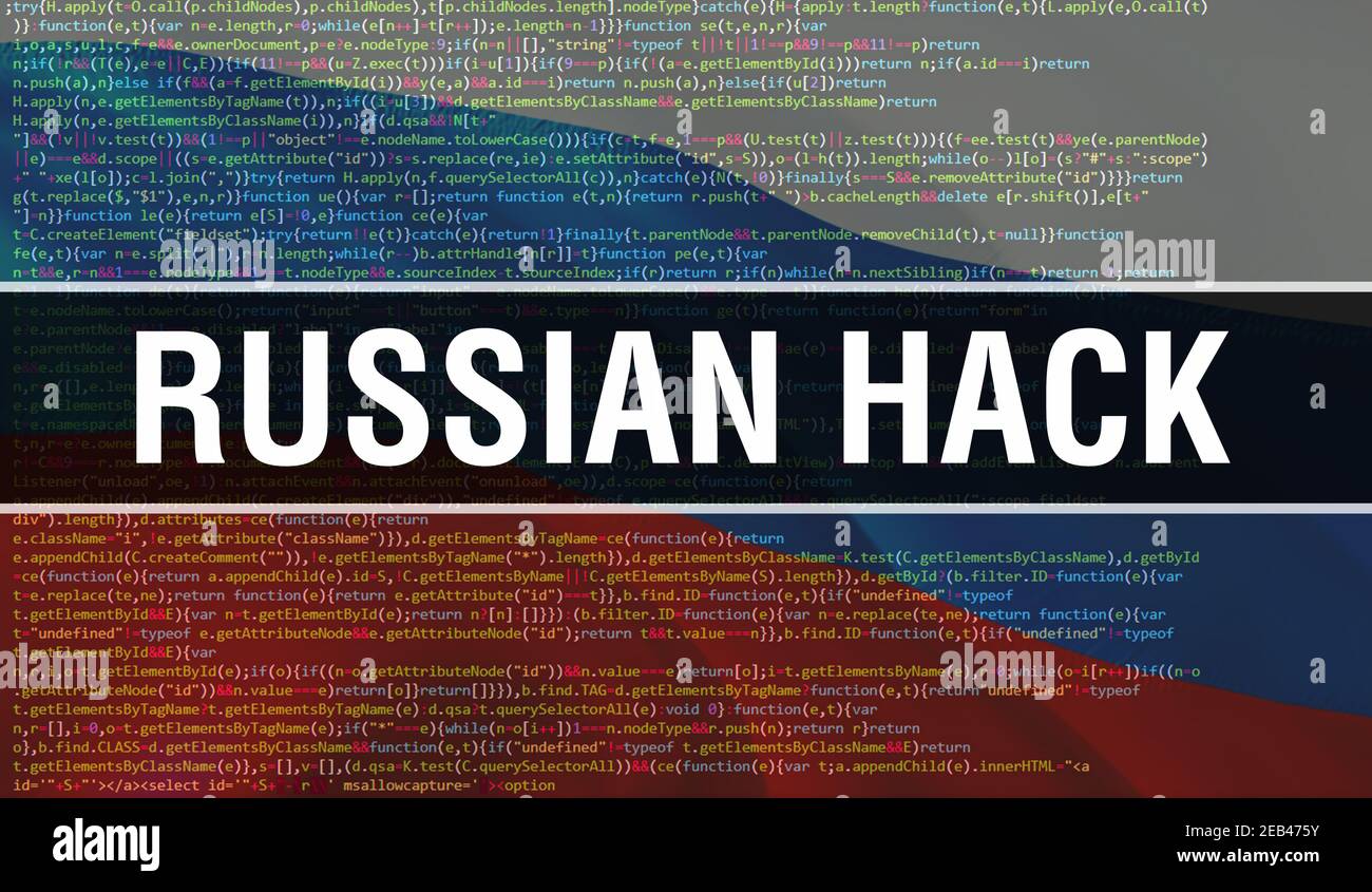 Russian hack concept with Random Parts of Program Code. Russian hack ...