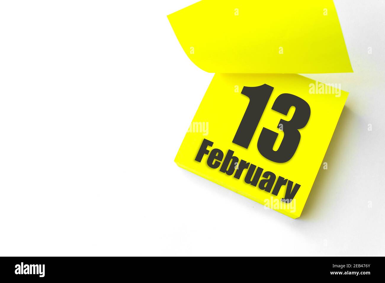 February 13rd. Day 13 of month, Calendar date. Close-Up Blank Yellow ...