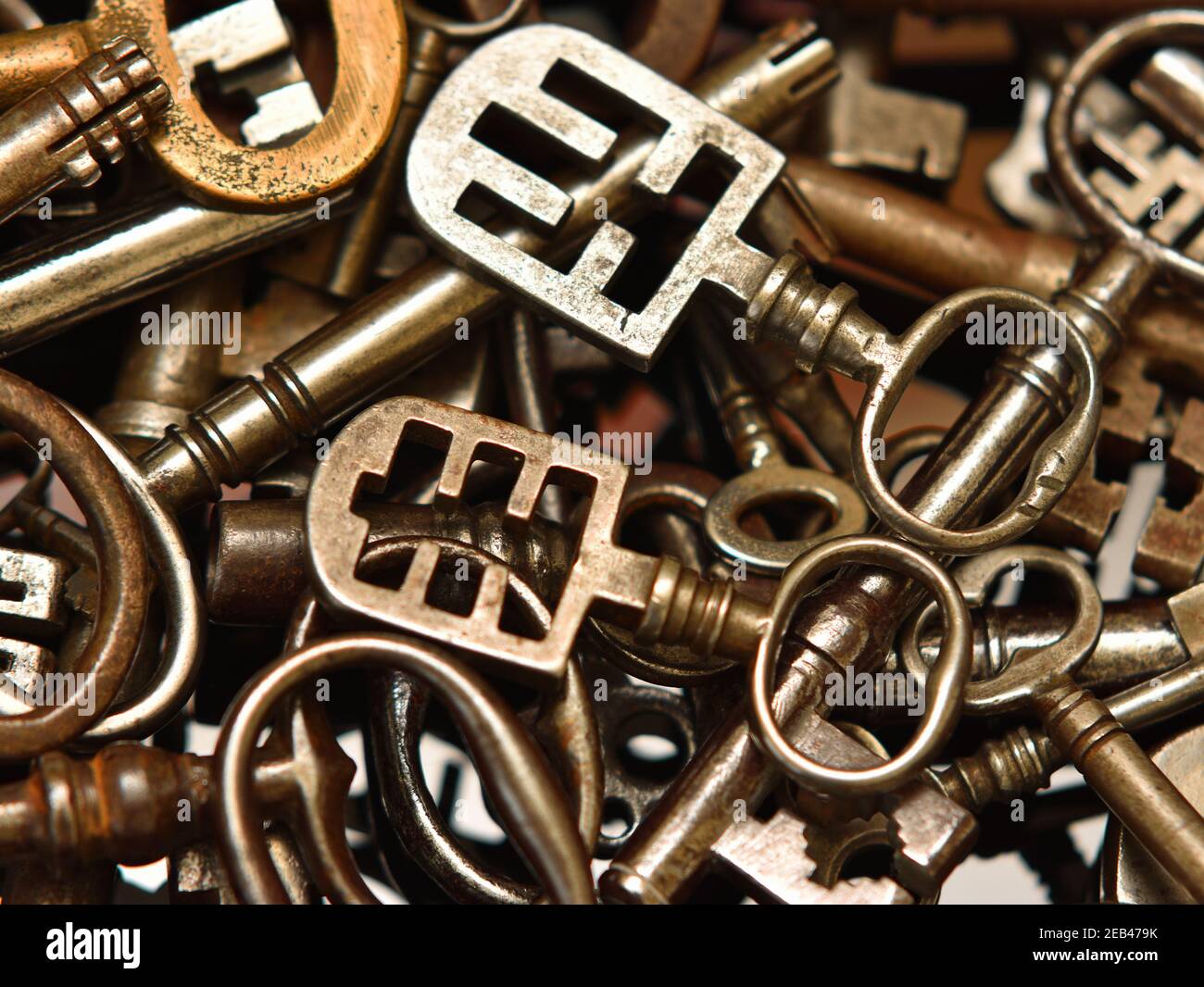Antique Keys Close Up background - wallpaper Stock Photo - Alamy
