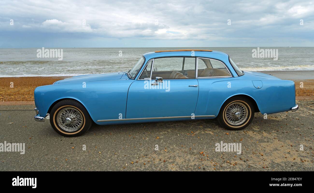 Classic Blue Alvis Motor Car Parked on Seafront Promenade Stock Photo ...