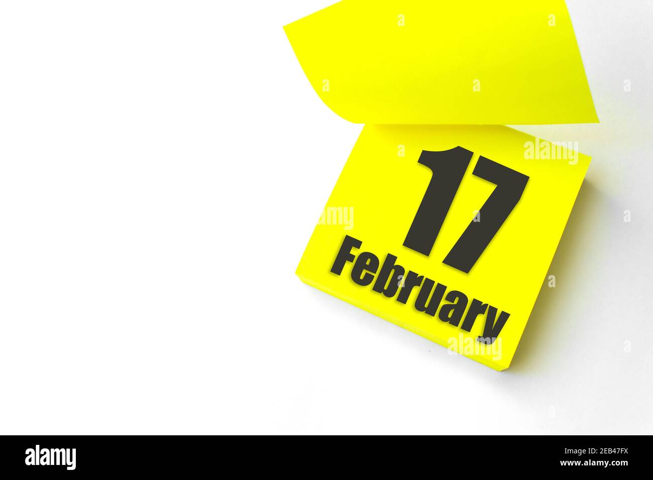 February 17th. Day 17 of month, Calendar date. Close-Up Blank Yellow ...