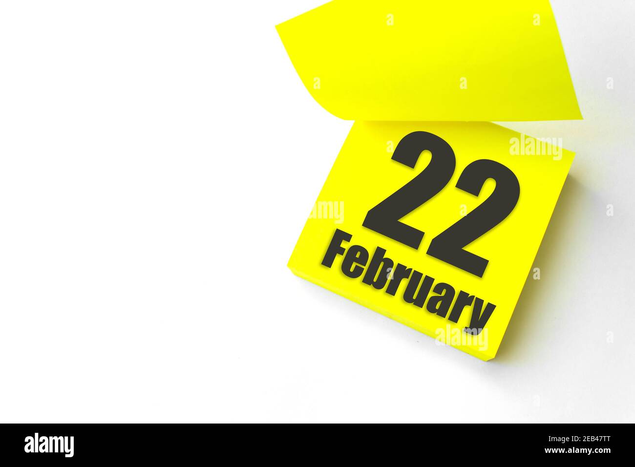 February 22nd. Day 22 of month, Calendar date. Close-Up Blank Yellow ...