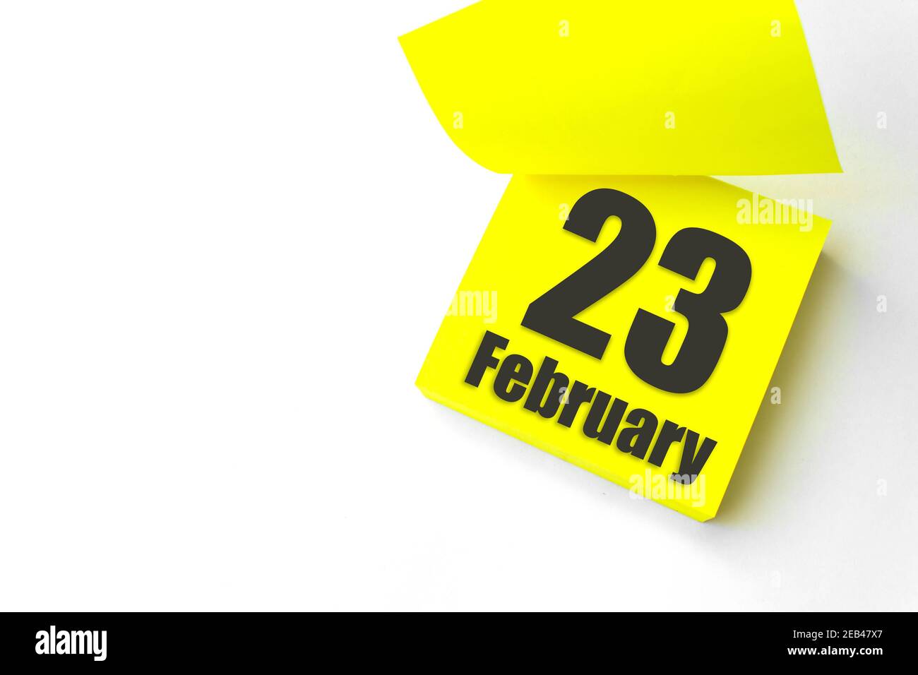February 23rd. Day 23 of month, Calendar date. Close-Up Blank Yellow ...