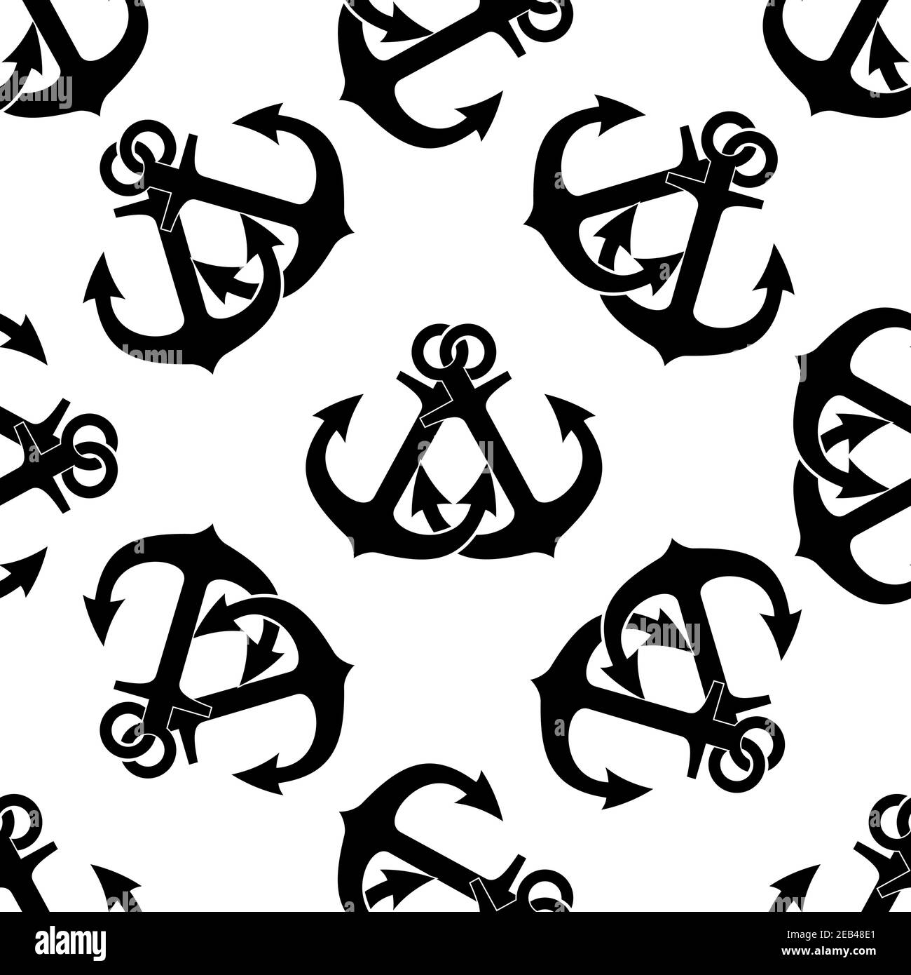 Crossed ship anchors seamless pattern with two old black anchors on ...