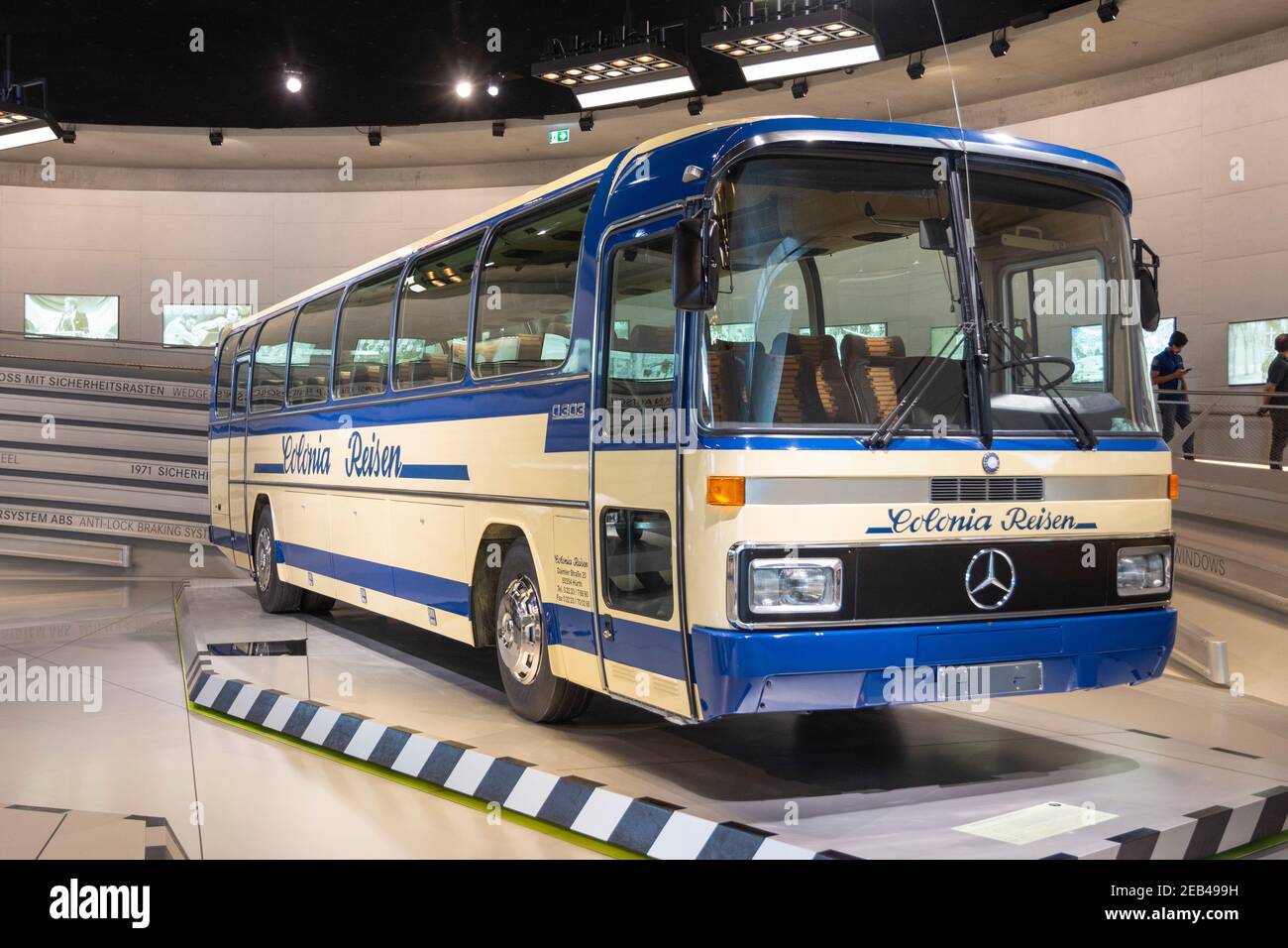 Interior of the Mercedes Benz Museum in Stuttgart, Germany. Old style ...