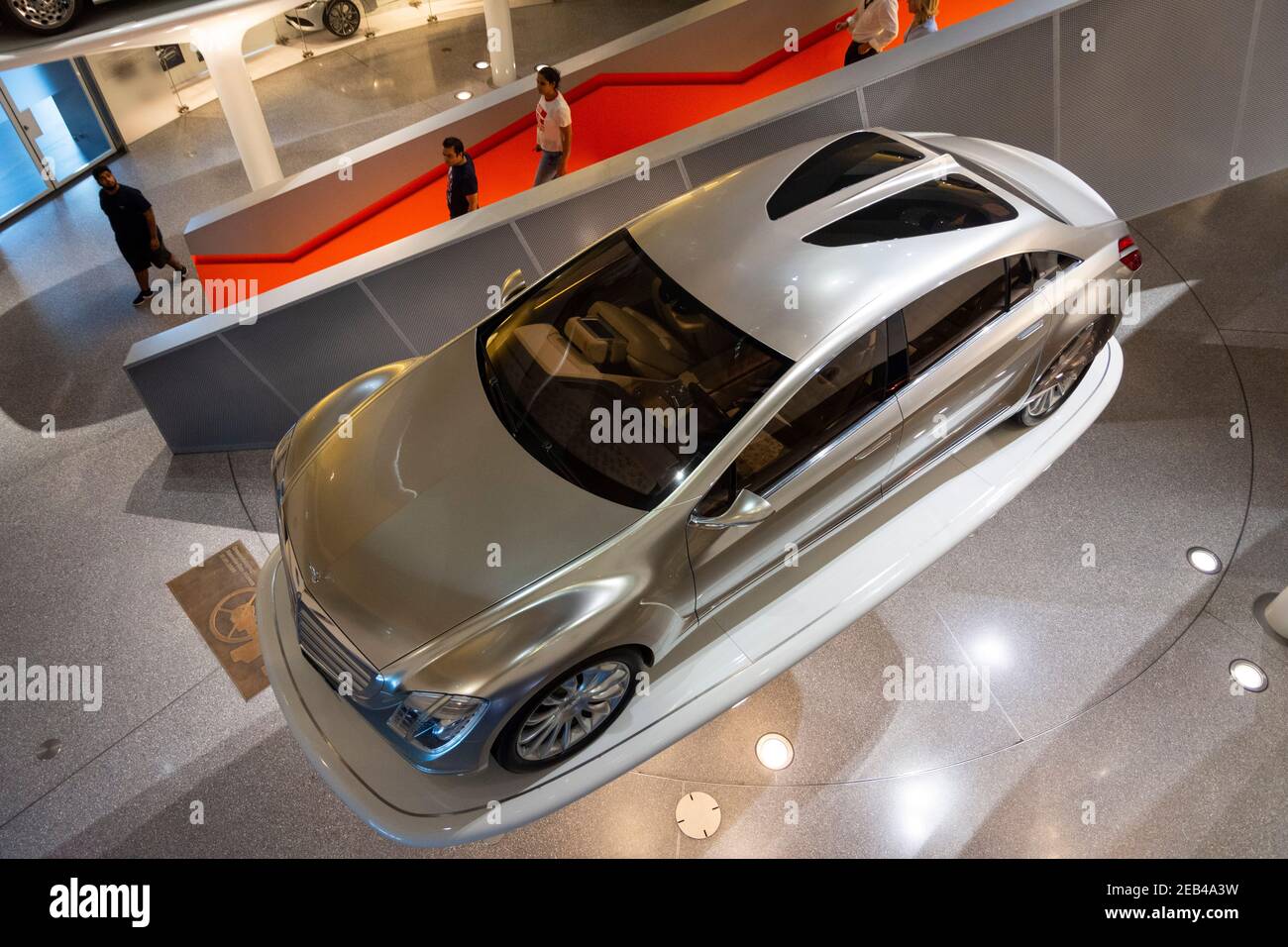 Modern concept of Mercedes limousine car in the Mercedes Benz Museum in ...