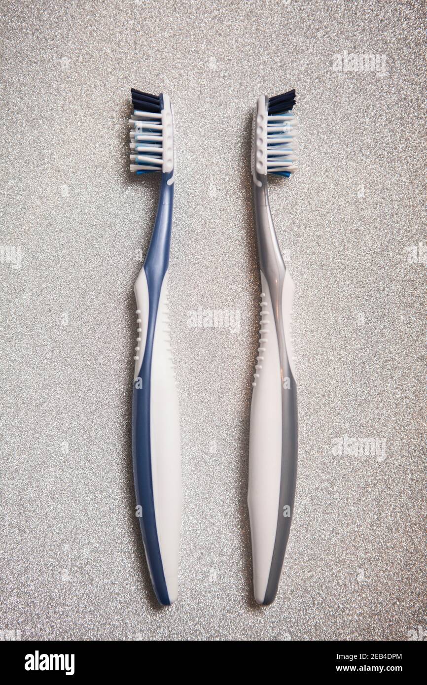Two toothbrushes back to back symbolizing couple problems Stock Photo ...
