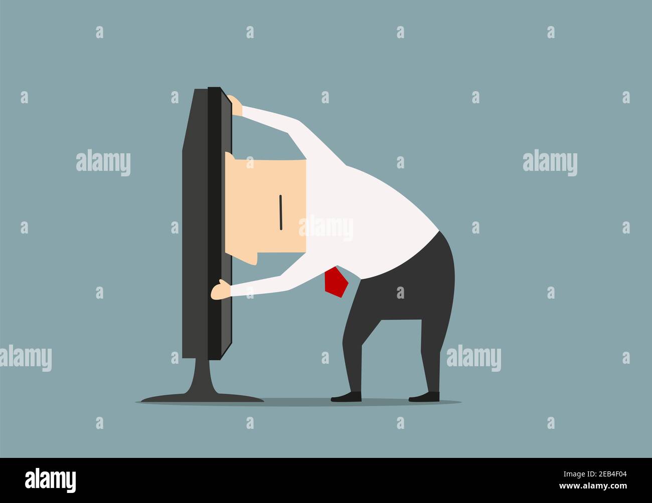 Man stuck in computer screen Stock Vector Images - Alamy