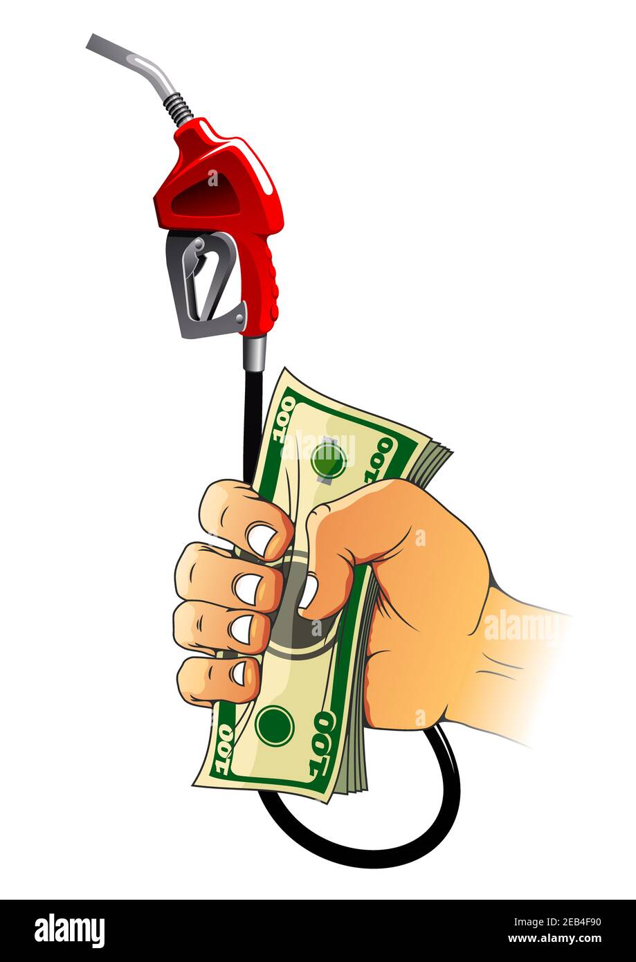 Fuel nozzle with dollar bill Stock Vector Images - Alamy
