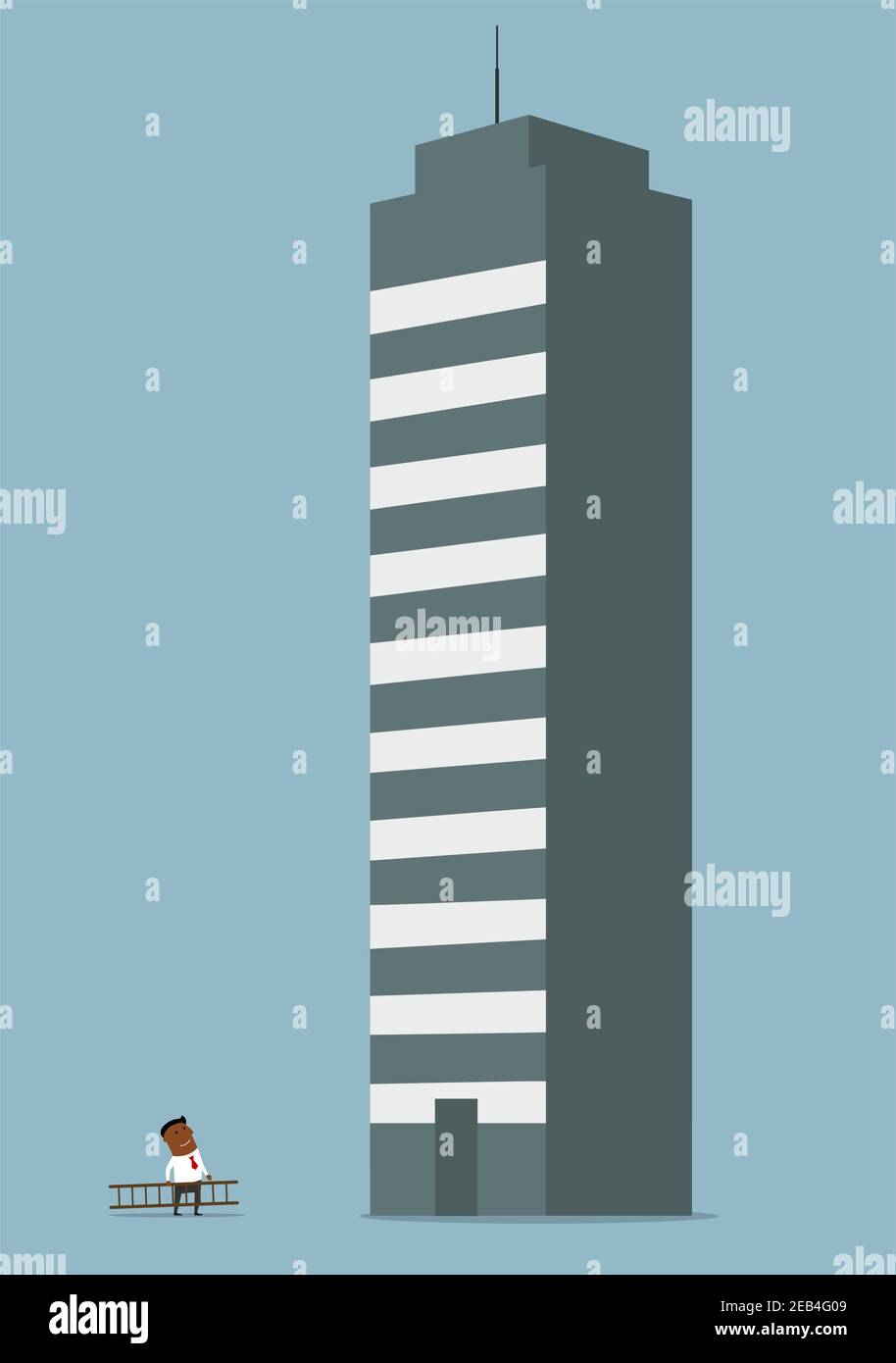 Smart cartoon businessman found easy way to success. He standing with ...