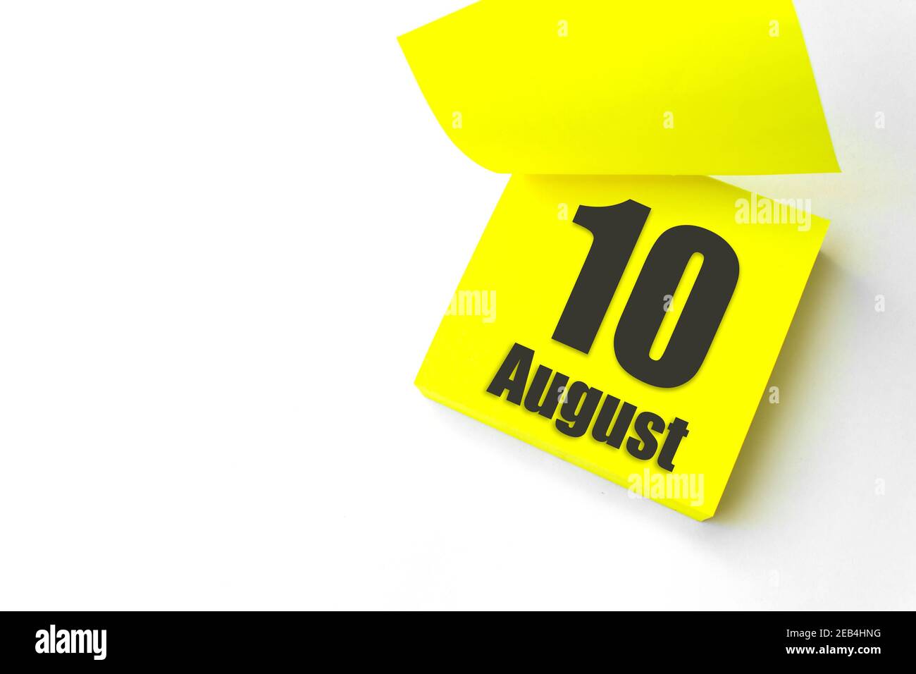 August 10th. Day 10 of month, Calendar date. Close-Up Blank Yellow ...