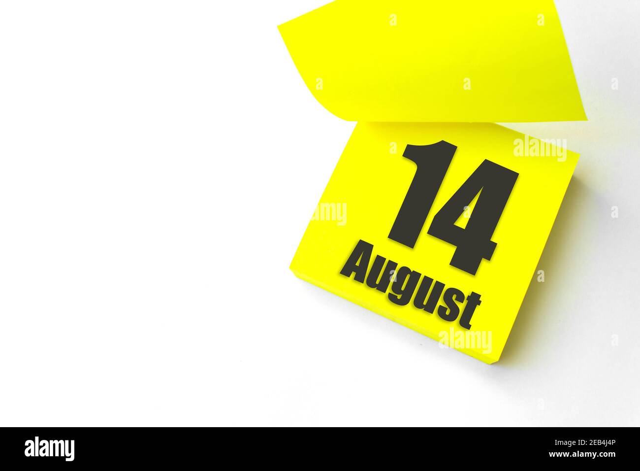 August 14th. Day 14 of month, Calendar date. Close-Up Blank Yellow ...