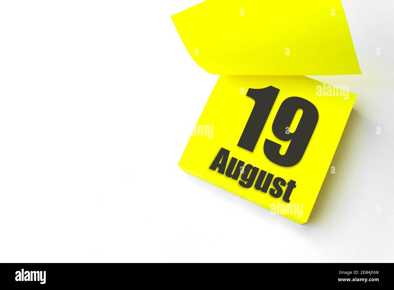 August 19th. Day 19 of month, Calendar date. Close-Up Blank Yellow ...