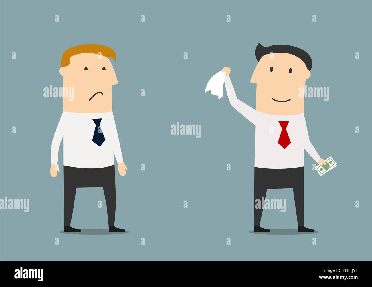 Cartoon winner businessman leaving his competitor without any money ...