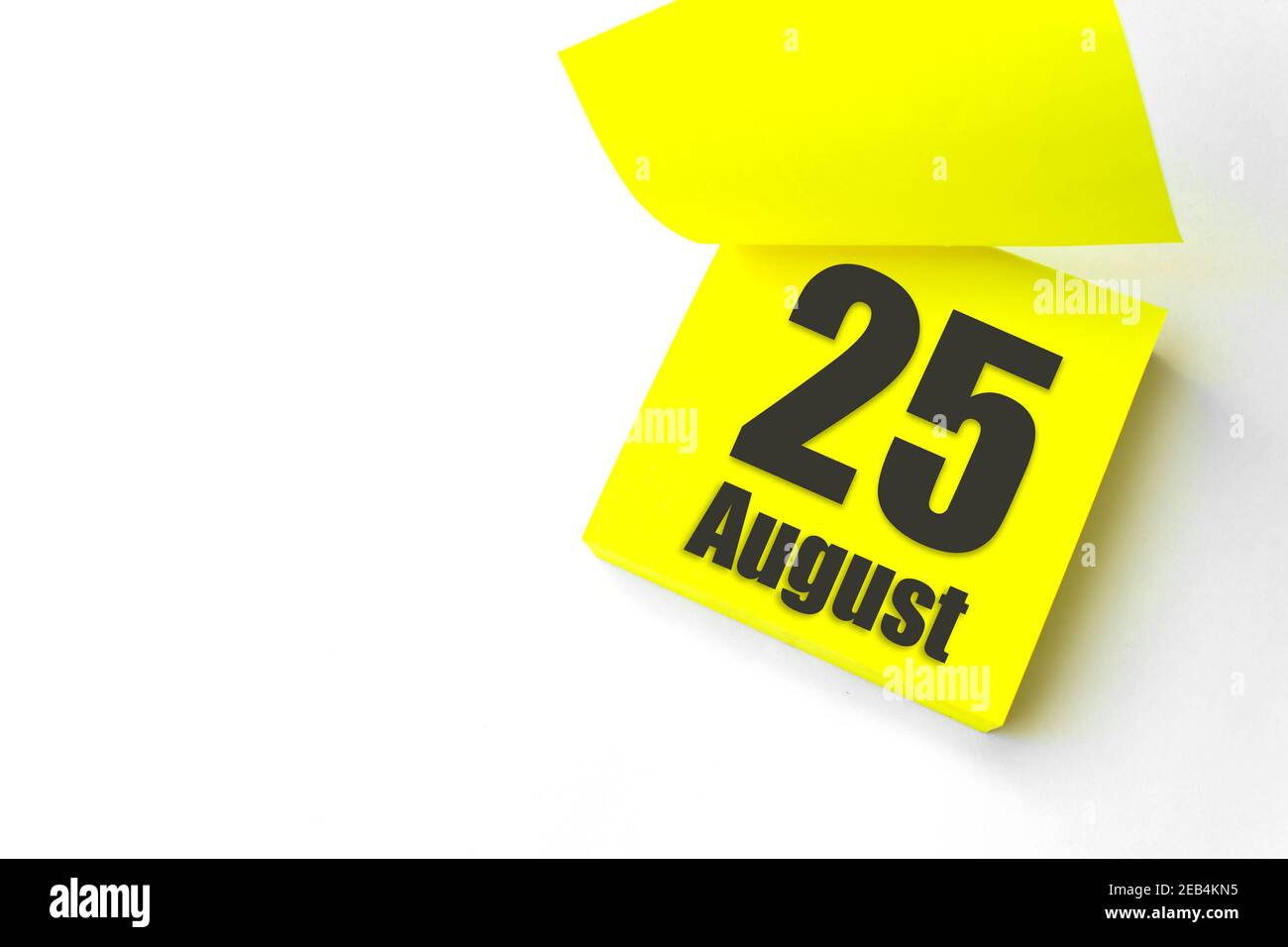 August 25th. Day 25 of month, Calendar date. Close-Up Blank Yellow ...