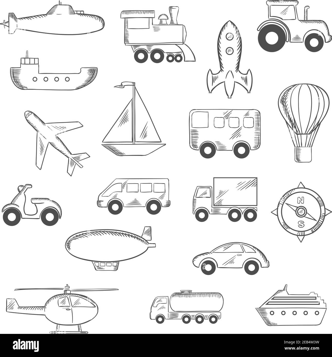Transportation icons set with silhouettes of cars, train and trucks ...
