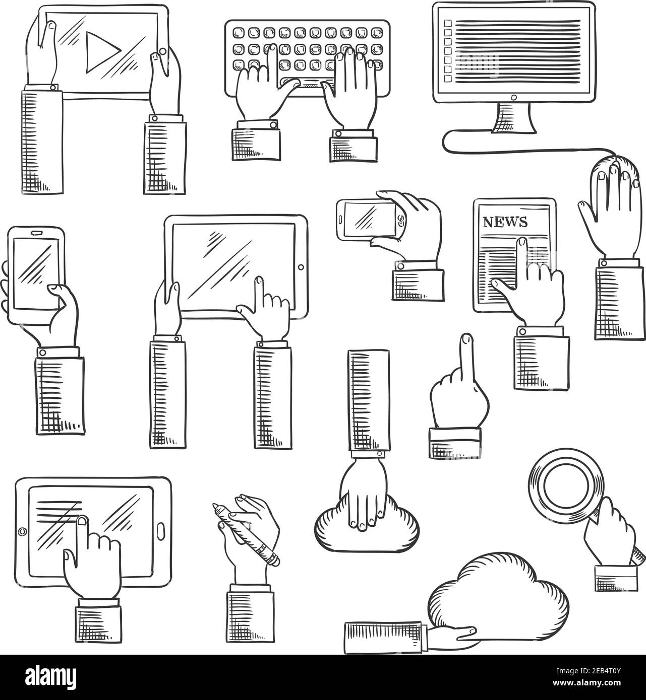 Human hands working on Stock Vector Images - Alamy