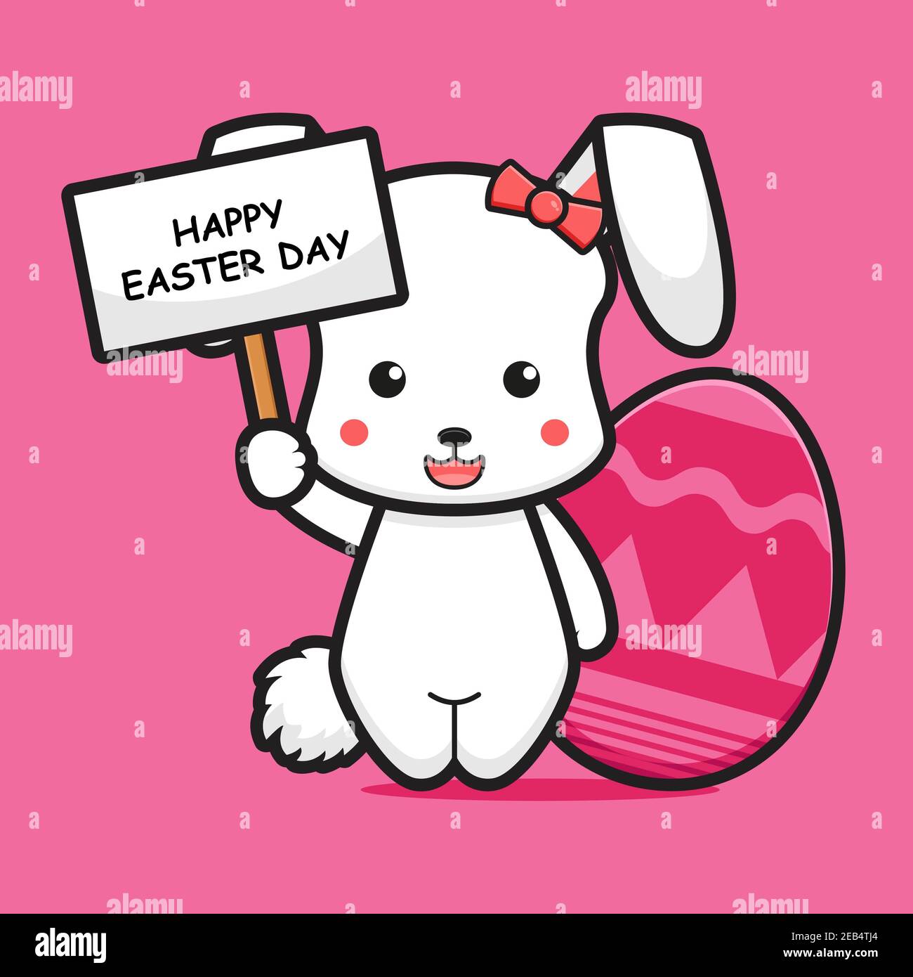 Cute rabbit character celebrated easter day cartoon vector icon ...