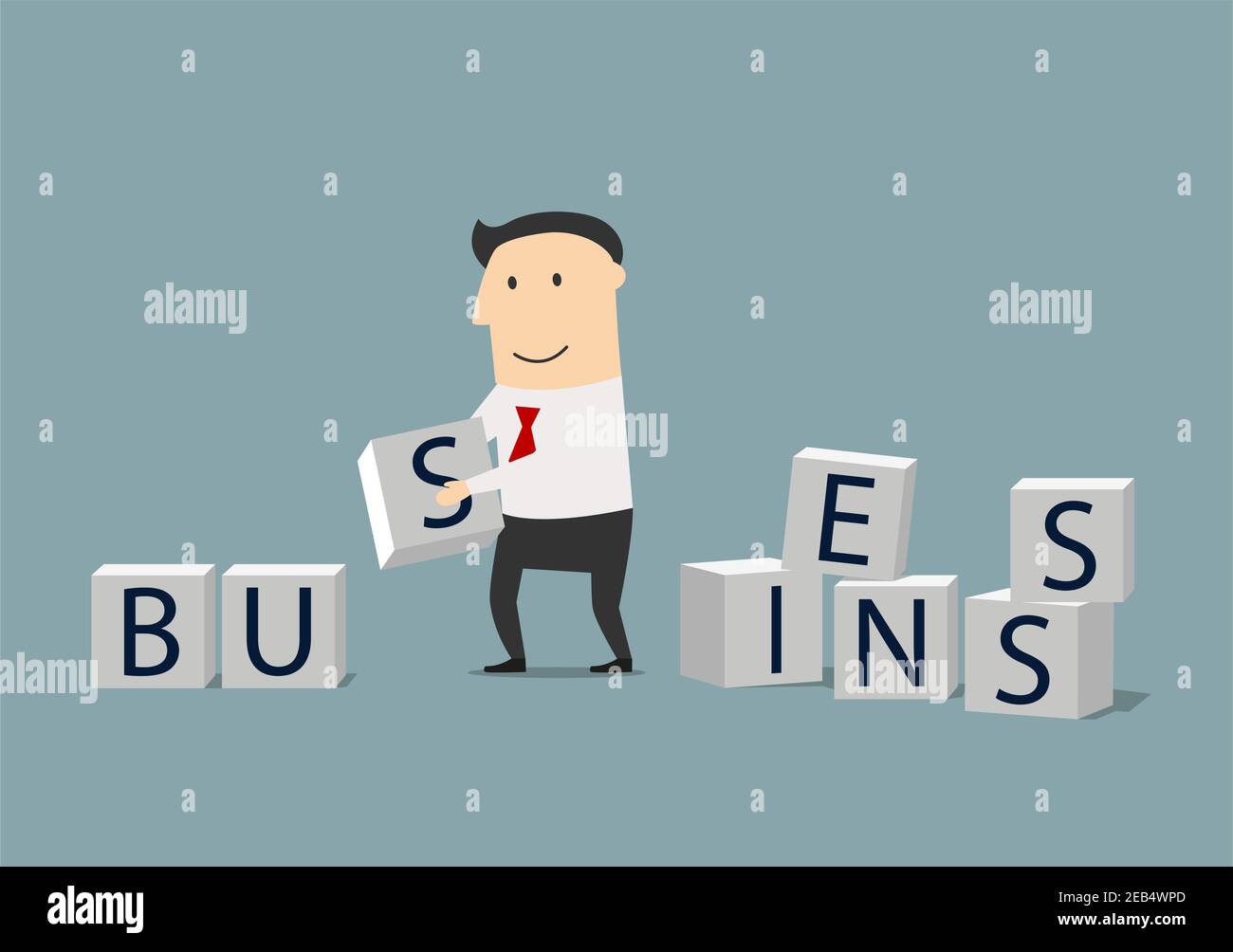 Build your own business or startup concept. Smiling focused businessman ...