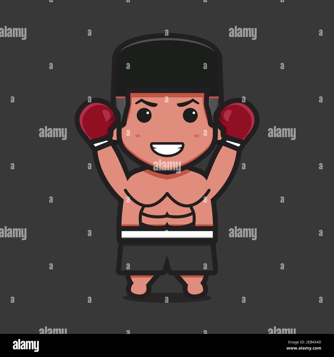 Cute boxer character with winner pose cartoon vector icon illustration ...