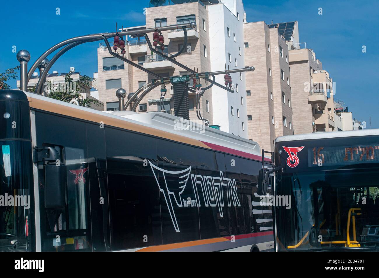 Charging station for electric busses. Photographed in Tel Aviv, Israel ...