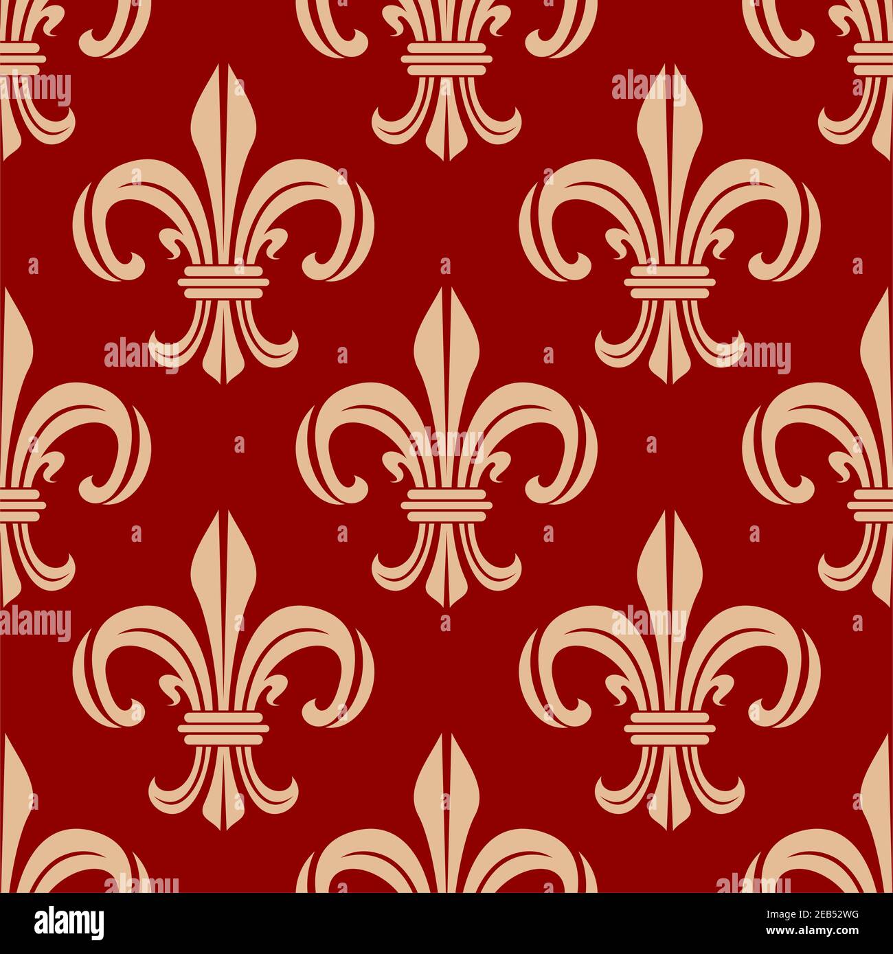Red french royal seamless vector pattern of vintage fleur-de-lis ...