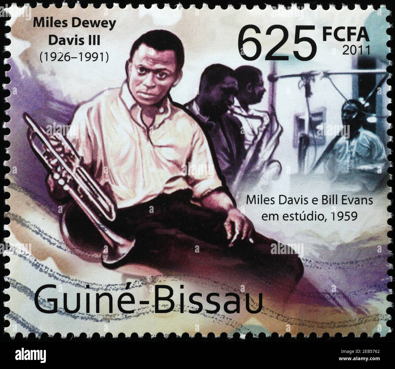 Miles Davis portrait on postage stamp Stock Photo - Alamy