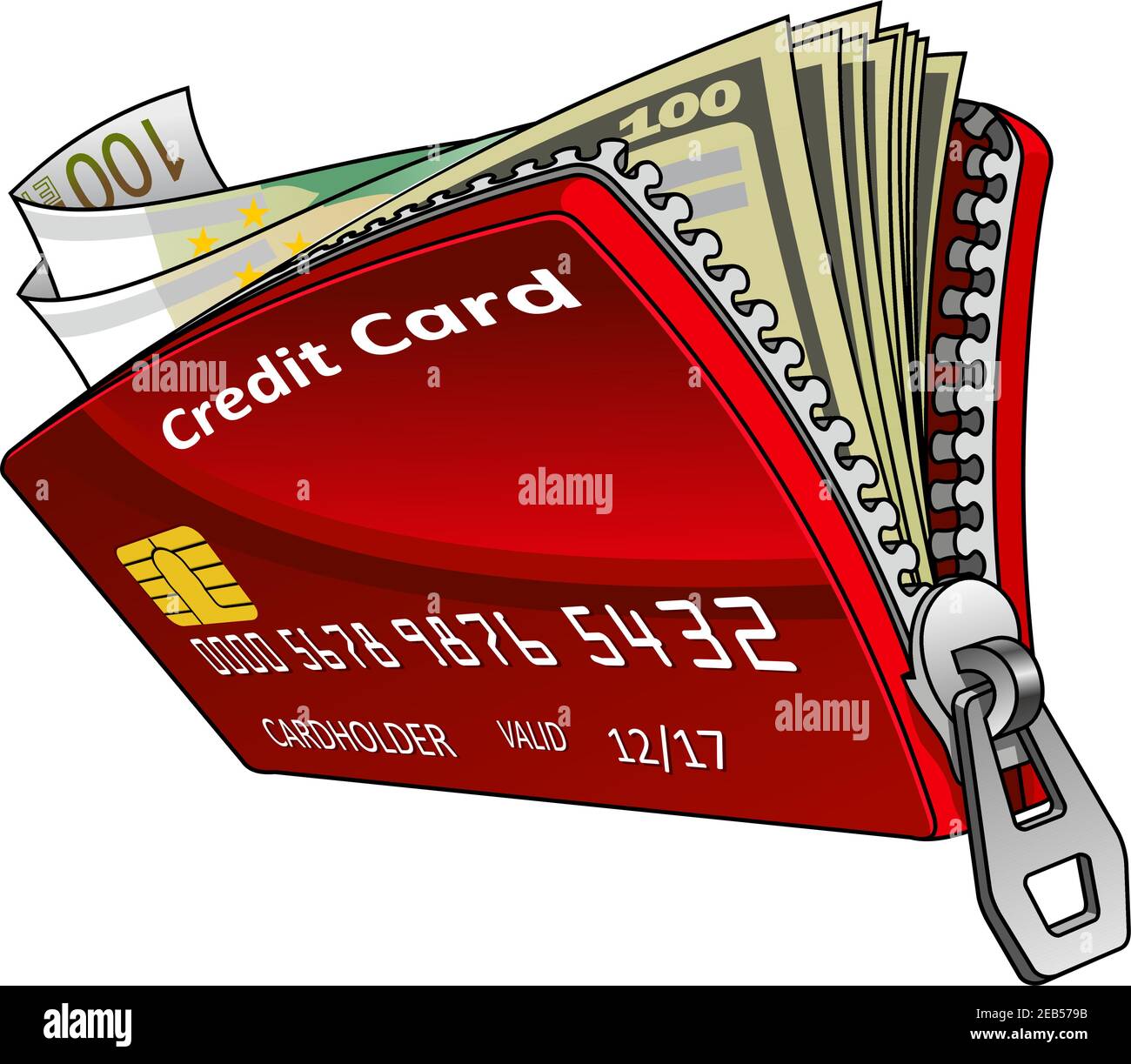 Credit card in zipper Stock Vector Images - Alamy