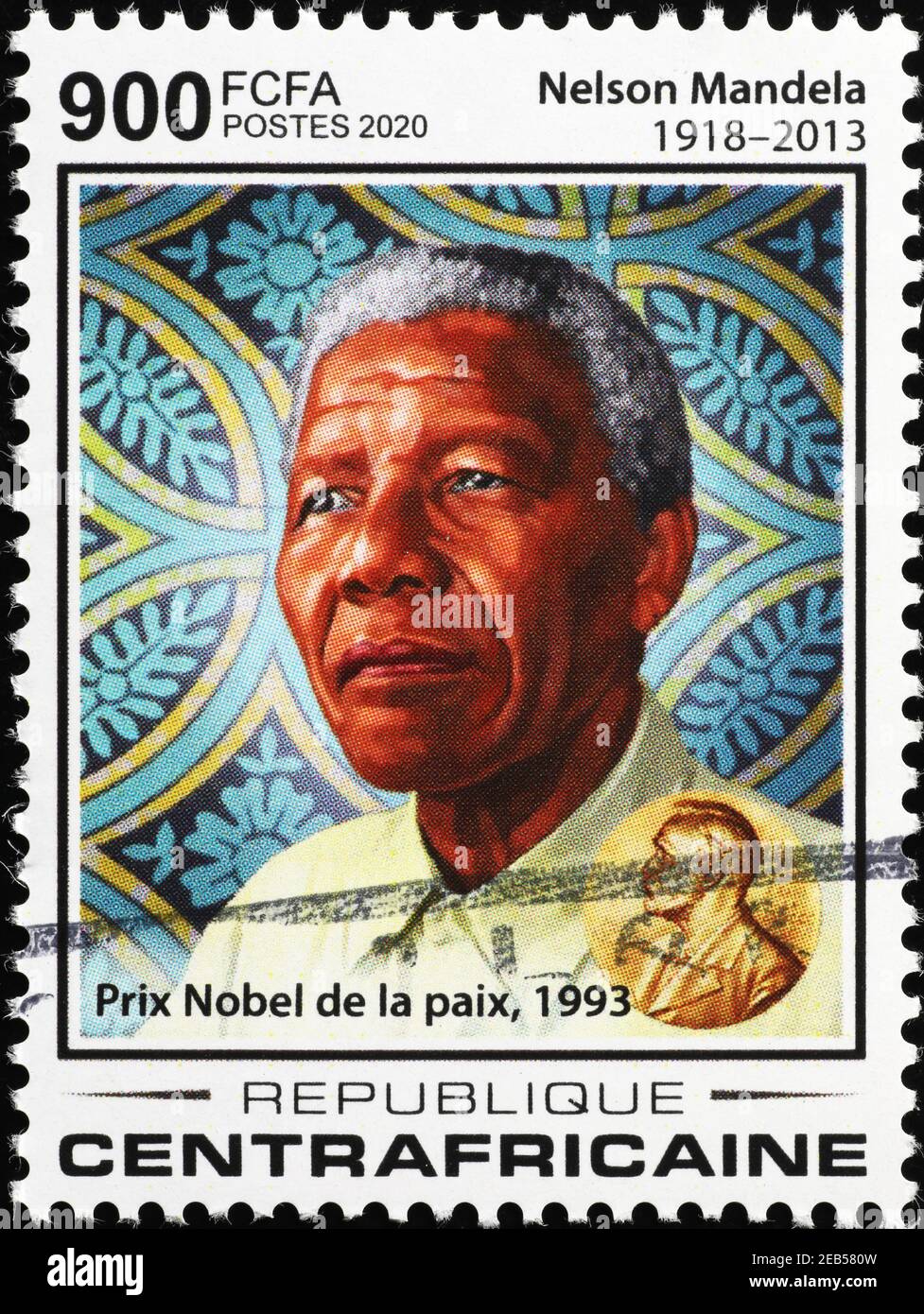 Nobel prize Nelson Mandela on african postage stamp Stock Photo - Alamy