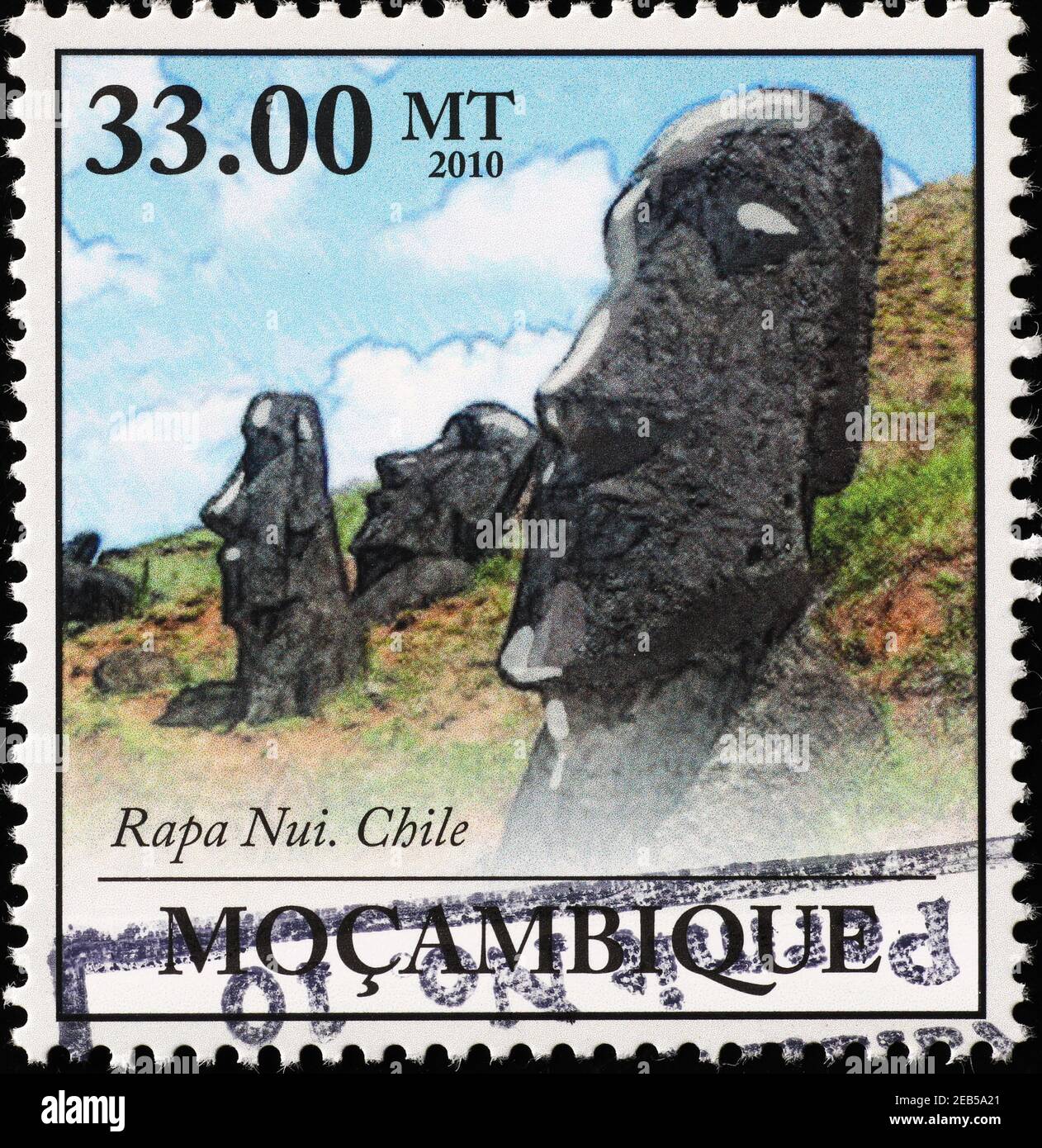 Rapa Nui of Easter Island on african stamp Stock Photo - Alamy